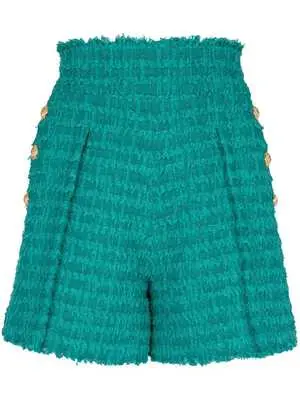 Balmain Tweed Tailored Shorts - Green