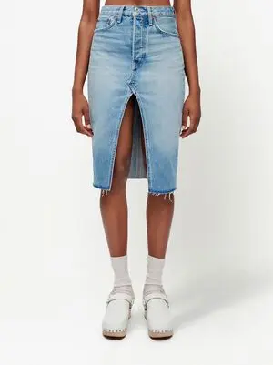 RE/DONE Organic Cotton Denim Midi Skirt