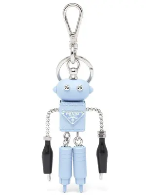 Prada Saffiano Leather Robot Keychain - Blue | Editorialist