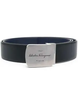 FERRAGAMO Logo-buckle Leather Belt - Black