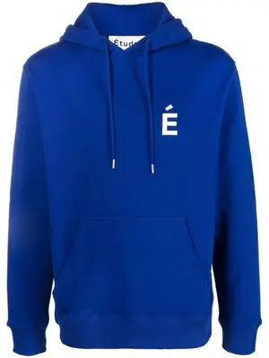Études Studio Logo-print Long-sleeve Hoodie - Blue