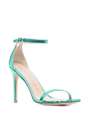 STUART WEITZMAN 100mm Snakeskin-effect Stiletto Sandals