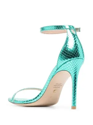 STUART WEITZMAN 100mm Snakeskin-effect Stiletto Sandals