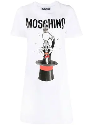 Moschino Bugs Bunny Print Cotton Jersey Dress