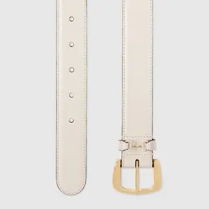 Gucci Belt With Crystal Horsebit Leather - White | Editorialist display picture 2
