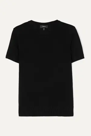 Theory Basic Feather Cashmere Tee - Black