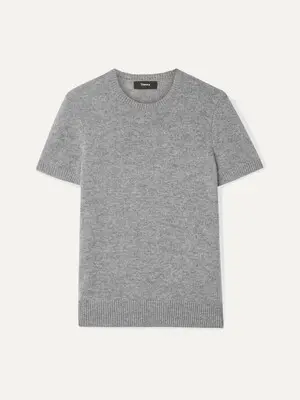 Theory Basic Feather Cashmere Tee - Gray
