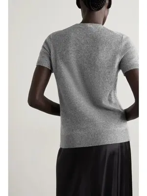 Theory Basic Feather Cashmere Tee - Gray