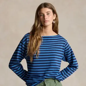 Ralph Lauren Striped Boatneck Mariner Tee Kite Blue/newport Navy