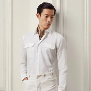 Ralph Lauren Herringbone Flannel Shirt Parchment Cream