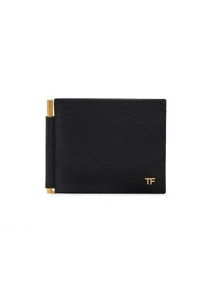 TOM FORD T Line Money Clip Leather Wallet - Black