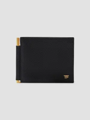 TOM FORD T Line Money Clip Leather Wallet - Black