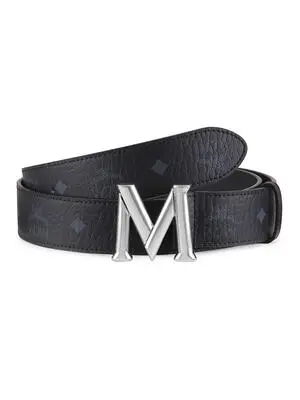 Mcm Men's Claus Reversible Belt - Black - Size 48 - Black  - Black