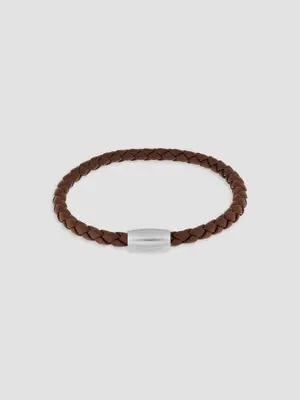 JAN LESLIE Magnet Clasp Leather Bracelet Brown