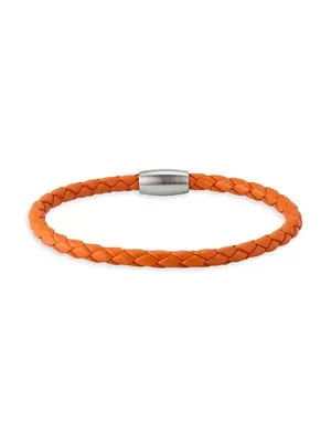 JAN LESLIE Magnet Clasp Leather Bracelet Orange