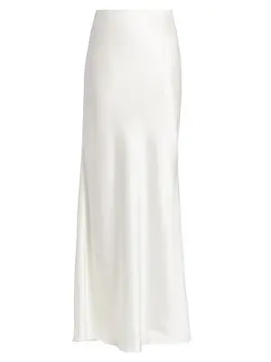 Saint Laurent Women's Long Skirt In Washed Satin - Craie  Craie