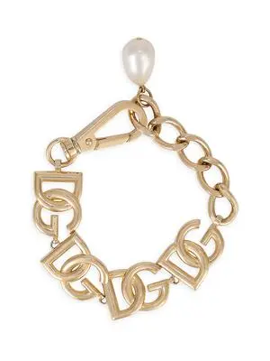 Dolce & Gabbana Women's Gold-Plated & Plexiglass Faux Pearl DG Chain Bracelet - Gold - Gold