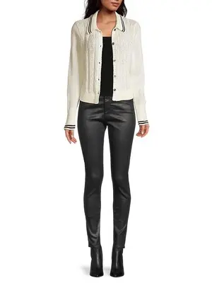 525 America Mixed-stitch Cotton Button-front Cardigan