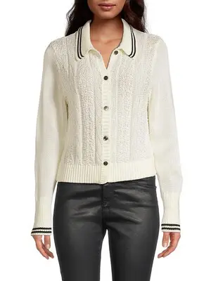 525 America Mixed-stitch Cotton Button-front Cardigan