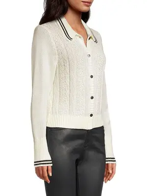 525 America Mixed-stitch Cotton Button-front Cardigan