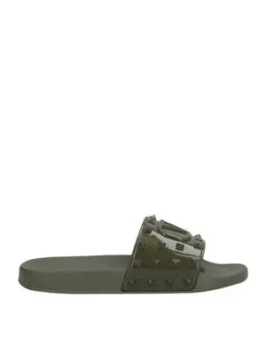 Valentino Garavani VALENTINO GARAVANI Natural Rubber Pool Slides Green