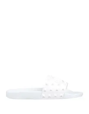 Valentino Garavani Natural Rubber Pool Slides - White