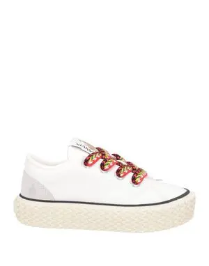 LANVIN Light Textile And Leather Trimmed Flatform Sneakers - White