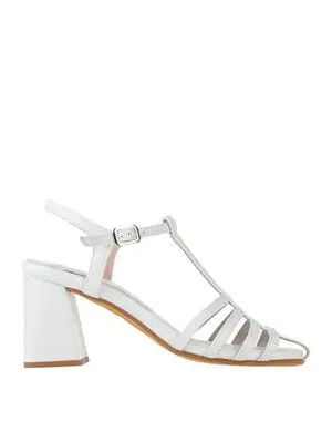 LORETTA PETTINARI Leather Ankle Strap Sandals - White