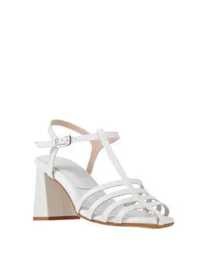 LORETTA PETTINARI Leather Ankle Strap Sandals - White