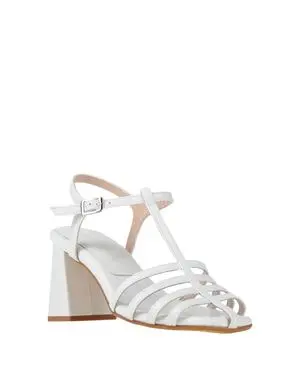 LORETTA PETTINARI Leather Ankle Strap Sandals - White