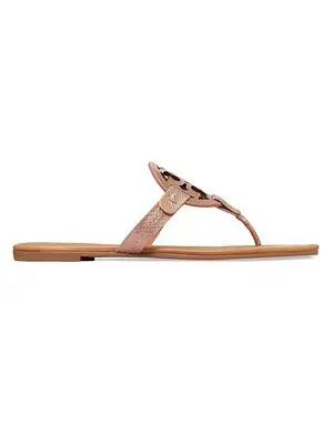 Tory Burch Women's Miller Snake-Embossed Leather Sandals - Coral  Coral