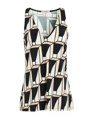 SIYU Geometric Print Sleeveless V-neck Top