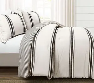 LUSH DECOR Farmhouse Stripe Comforter 3-piece C Alifornia King - One-color