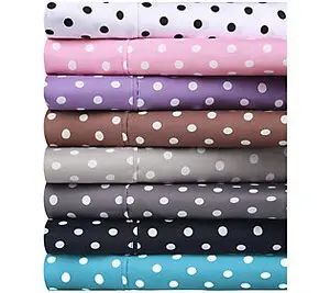 SUPERIOR 600 Thread Count Cotton Blend Polka Do Sheets, Twin
