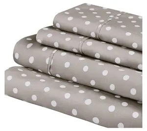 SUPERIOR 600 Thread Count Cotton Blend Polka Do Sheets, Queen - One-color