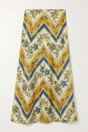 ALEMAIS Quinn Printed Linen Maxi Skirt