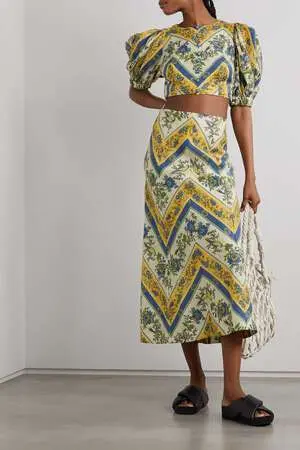 ALEMAIS Quinn Printed Linen Maxi Skirt