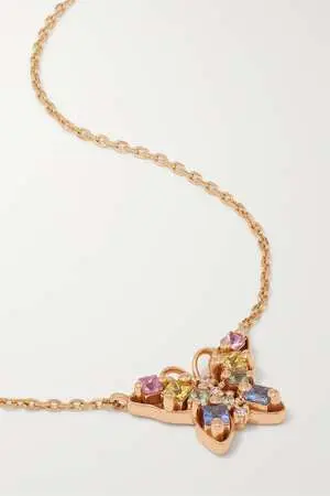 SUZANNE KALAN Mini Butterfly Sapphire And Diamond Pendant Necklace - Rose Gold