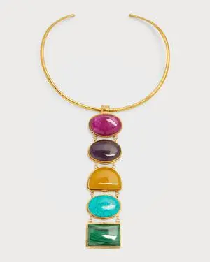 Sylvia Toledano Torque Necklace With Multicolor Stones Multi