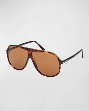 TOM FORD Men & Apos;s Spencer T-logo Maxi Sunglasses Classic Brown