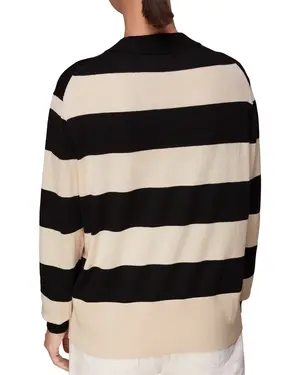 Whistles Striped Mock Neck Sweater