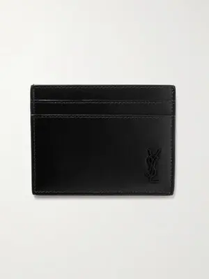Saint Laurent Cassandre Logo-appliquéd Leather Cardholder - Black