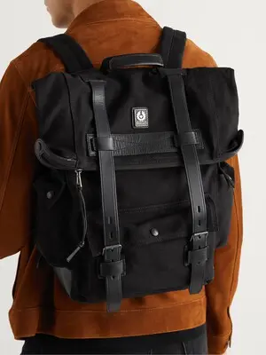 Belstaff Bruce Leather-trimmed Nylon-canvas Backpack