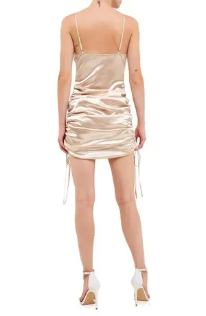 GREY LAB Ruched Satin Minidress