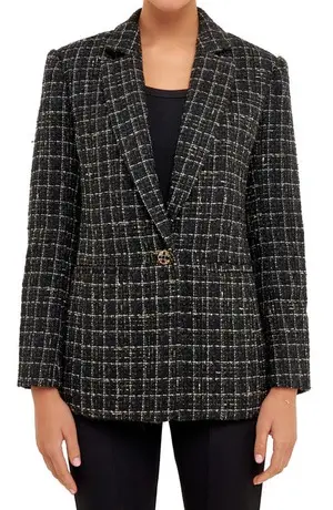 Endless Rose Tweed Blazer - Black