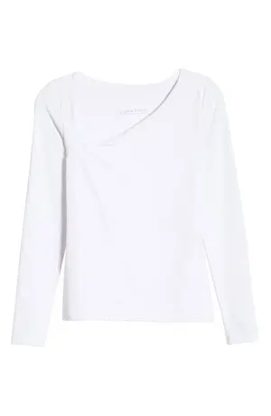 Susana Monaco Diagonal Neck Long Sleeve Top - Sugar
