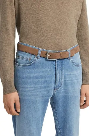 Zegna Suede Belt - Beige