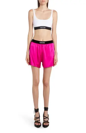 TOM FORD Stretch Silk Satin Pajama Shorts - Hot Pink