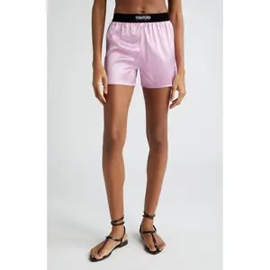 TOM FORD Stretch Silk Satin Pajama Shorts Primrose Lilac