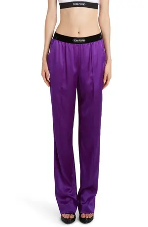 TOM FORD Stretch Silk Satin Pajama Pants Amethyst